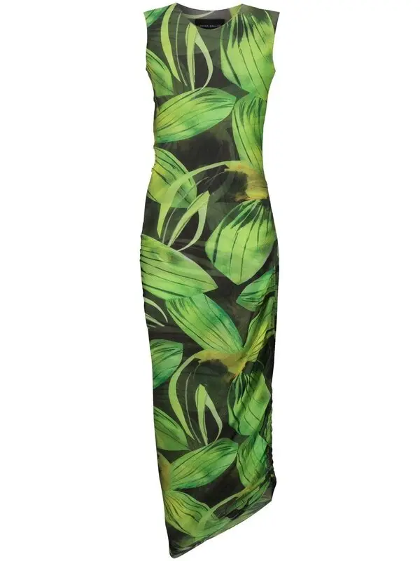 LOUISA BALLOU Print Sleeveless Midi Dress