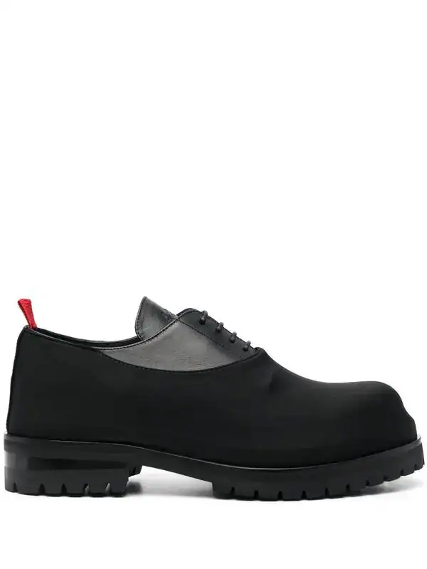 424 Overlapping-Panel Leather Derby Shoes In Black - 48% Off | Editorialist