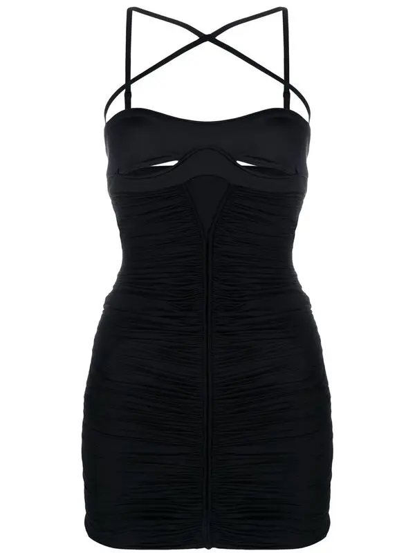 MUGLER Cut-out Detail Ruched Minidress