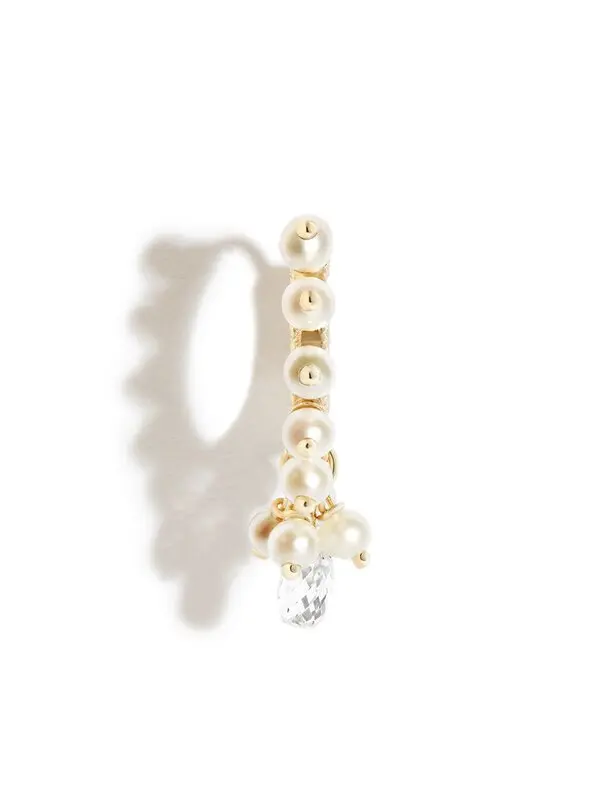 Maria Tash 18kt Yellow Pearl And Diamond Hoop Earring In Gold