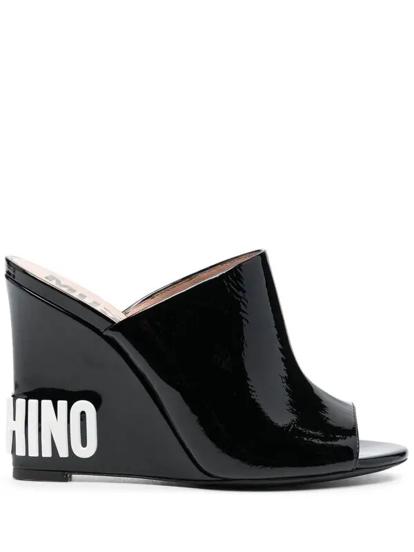 Moschino 110mm Embossed-logo Wedge Sandals