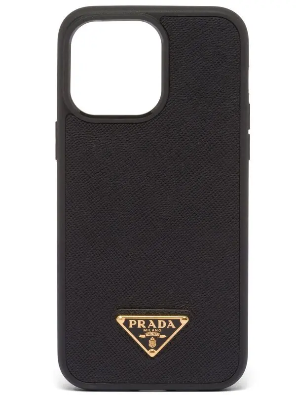 Prada Leather Iphone 14 Pro Max Case - Black | Editorialist