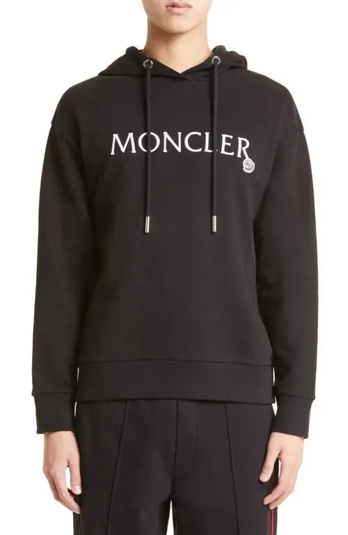 Moncler Logo Fleece Hoodie - Black