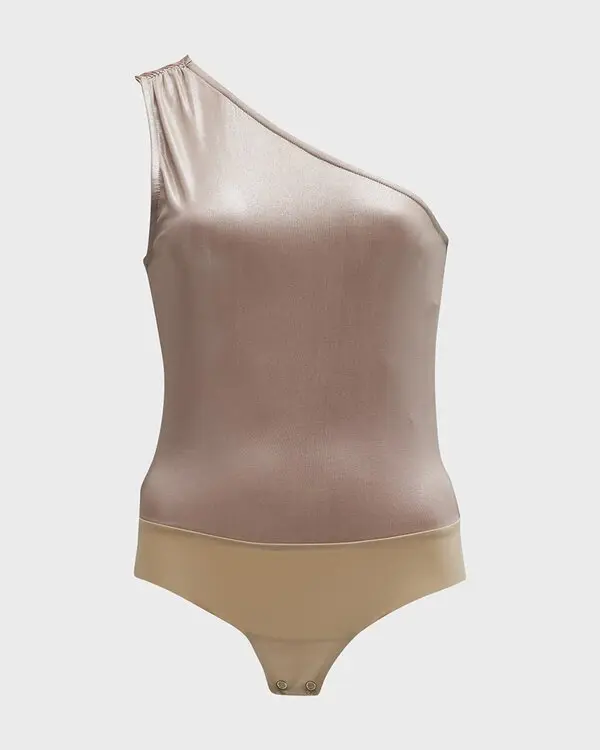 L'Agence Metallic One-shoulder Bodysuit - Brown