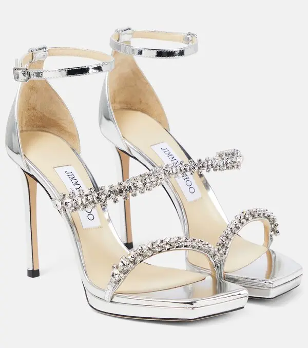 JIMMY CHOO Bing 105 Crystal-embellished Sandals - Silver