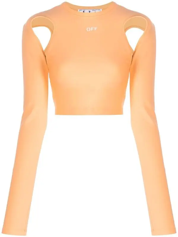 Off-White Cut-out Long-sleeve Top - Orange