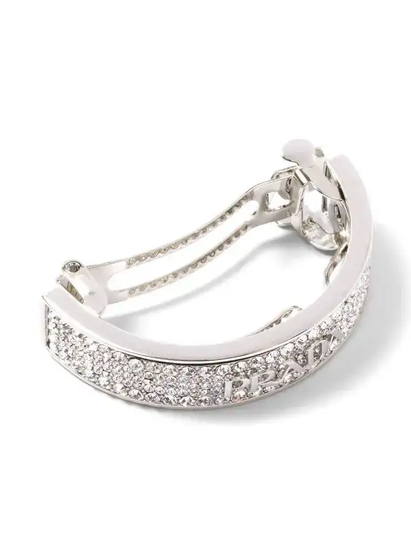 Prada Silver Embellished Hair Clip Prada Embellished Brass Hair Clip - Steel/Crystal | Editorialist main image 4