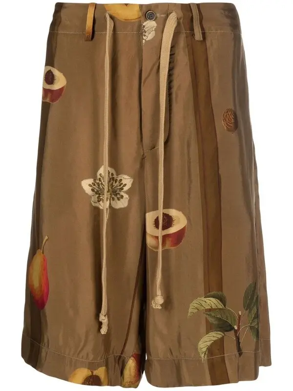 UMA WANG Fruit-print Shorts - Green