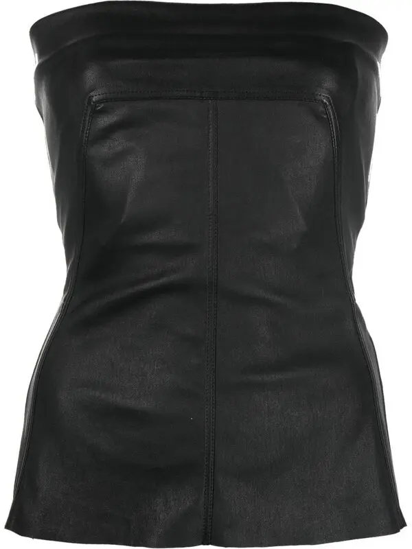 Rick Owens Fitted Leather Strapless Top
