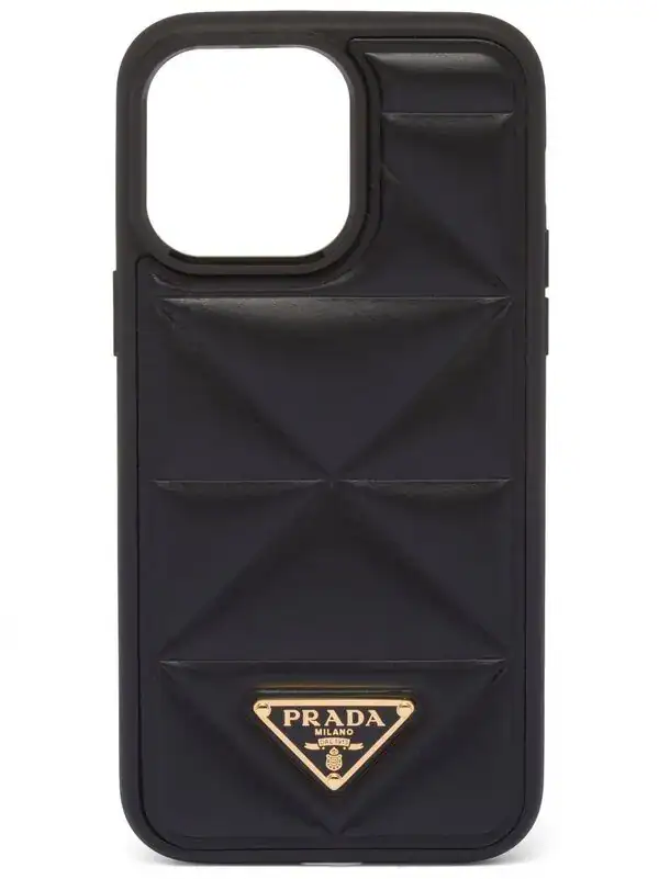 PRADA ブラックレザー iPhone14pro Max Prada Leather Iphone 14 Pro Max Case - Black | Editorialist