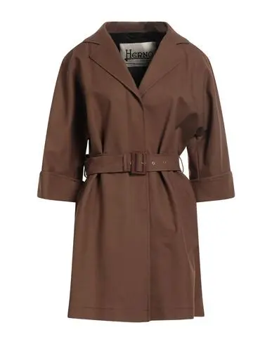 Herno Woven Overcoat With Belt - Brown