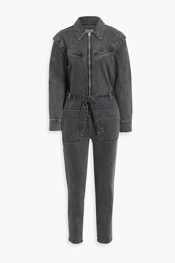 IRO PARIS Augu Cropped Denim Jumpsuit - Dark Gray