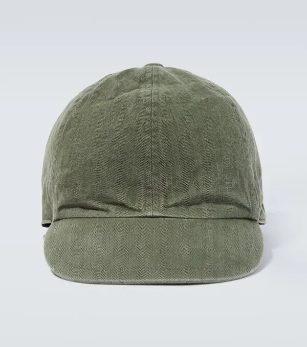 Sacai Herringbone Cotton Baseball Cap - Green