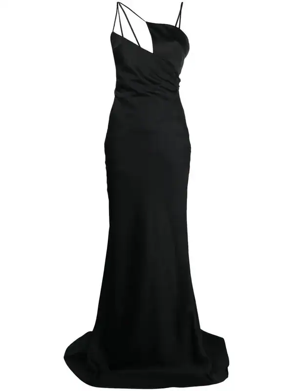 Attico Melva Long Dress - Black - 31% Off | Editorialist