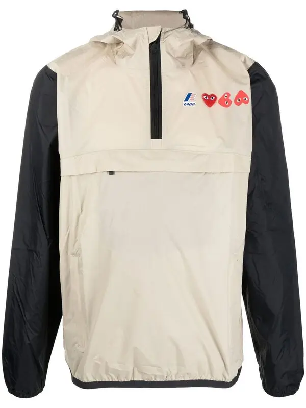 Play Comme Des Garcon Hooded Pullover Jacket - Neutrals