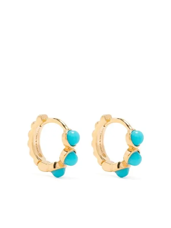 DOWER AND HALL Turquoise-embellished Huggie Earrings