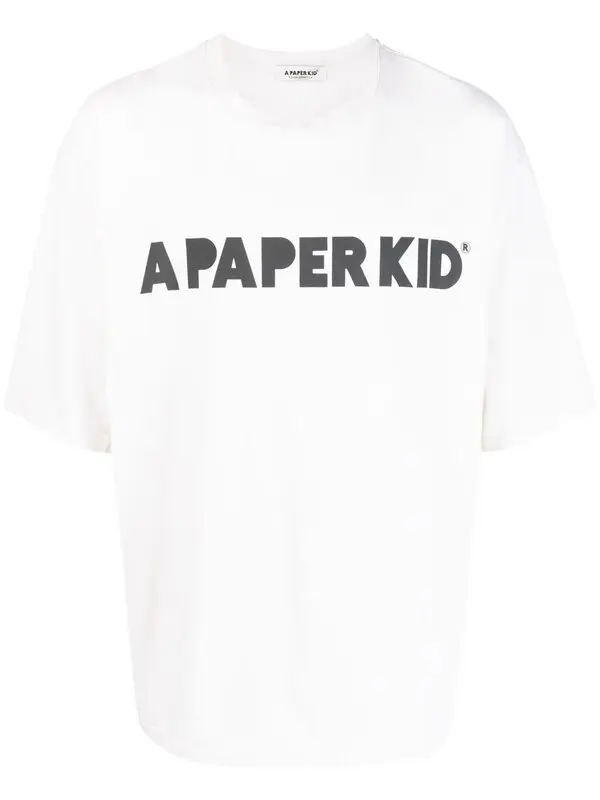 A PAPER KID Logo-print Cotton T-shirt - Neutrals