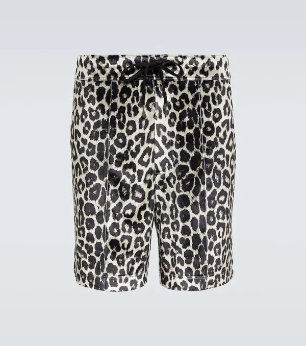 TOM FORD Leopard-print Satin Shorts