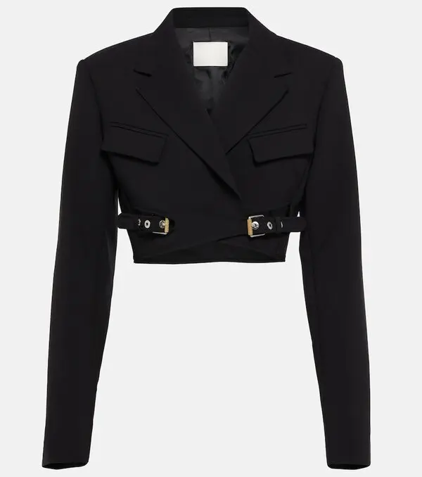 DION LEE Interlock Belted Cropped Blazer - Black