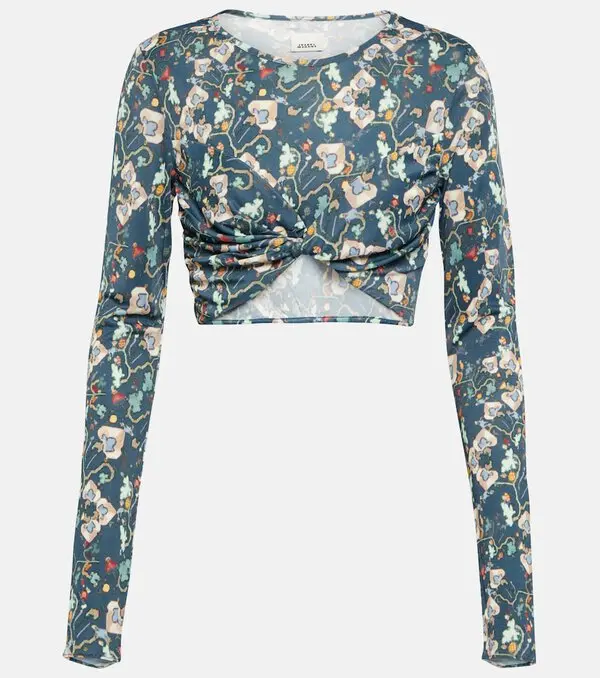 Isabel Marant Jinea Floral Jersey Crop Top - Green