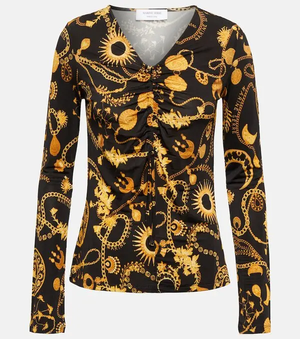 MARINE SERRE Printed Ruched Top
