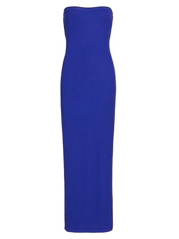 Buy Enza Costa Strapless Rib-knit Maxi Dress - Blue Spirulina At 55% ...