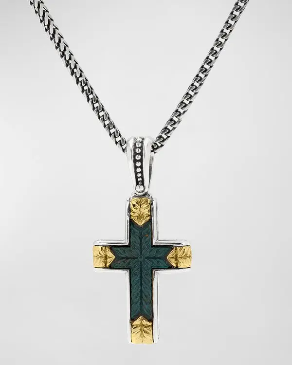 Konstantino Two-tone Bloodstone Cross Pendant - One-color