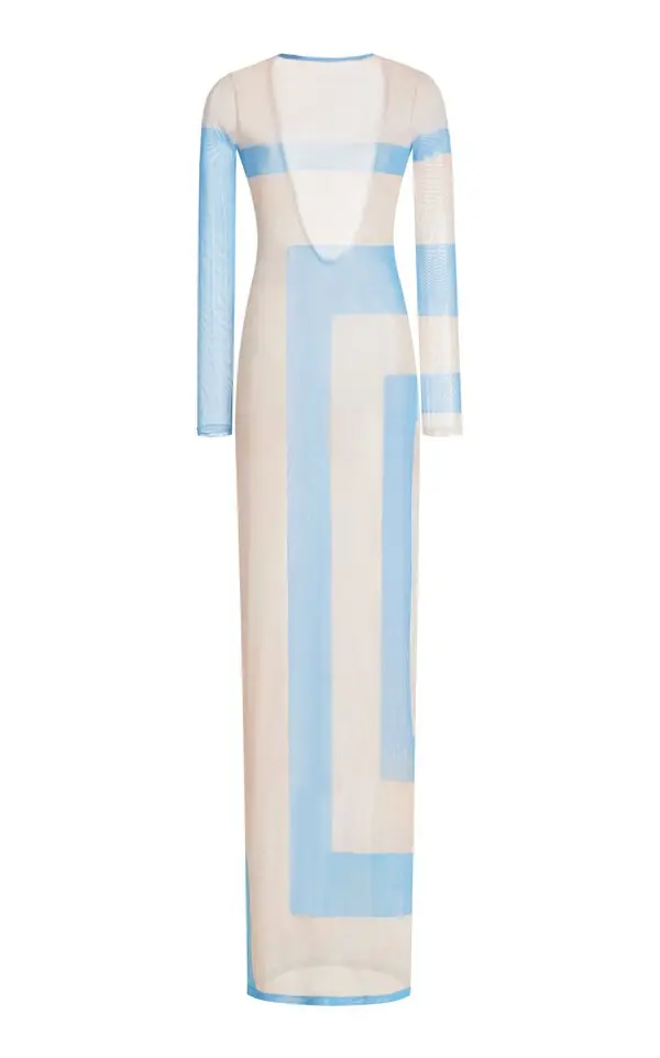 HOUSE OF AAMA Two-tone Mesh Maxi Dress