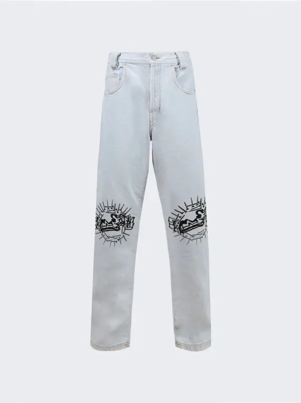44 LABEL GROUP Straight Light Wash Denim Pants