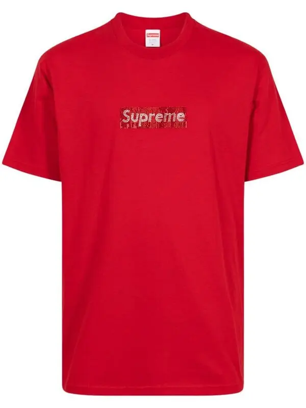 Supreme X Swarovski Box Logo T-Shirt Red Editorialist
