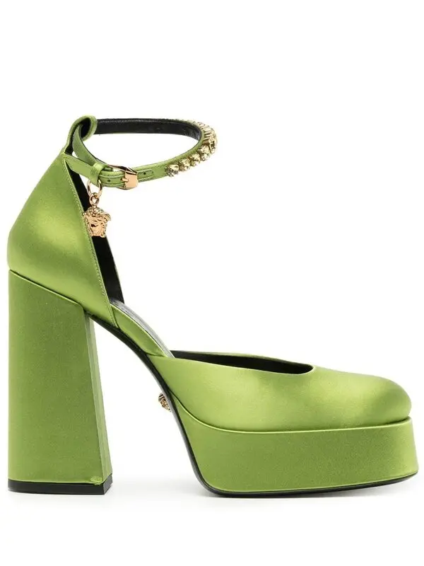 Versace Medusa Aevitas 125mm Satin Pumps - Green