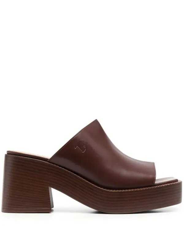 TOD'S 80mm Leather Platform Sandals - Brown