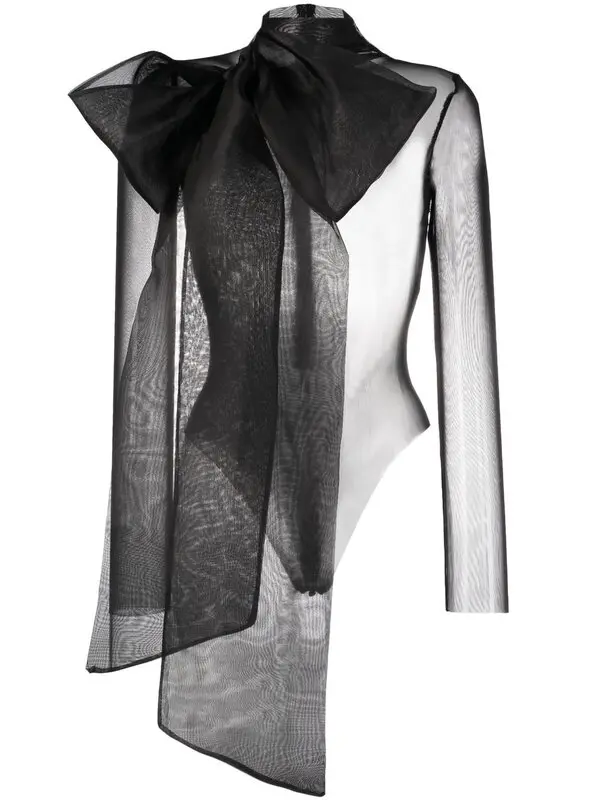 ATU BODY COUTURE Semi-sheer Bodysuit With Bow Detail