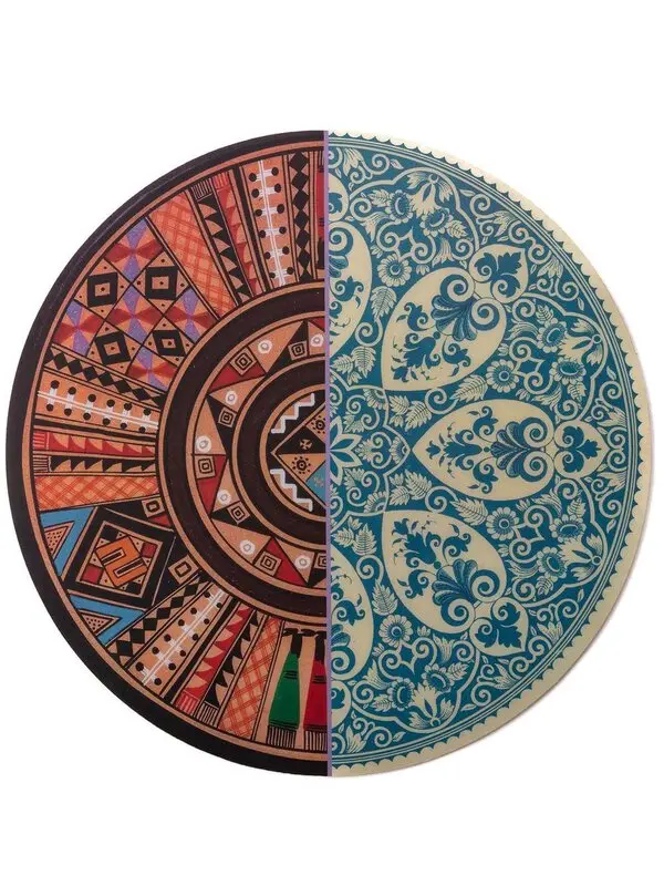 SELETTI Geometric-print Patchwork Table Mat - Blue