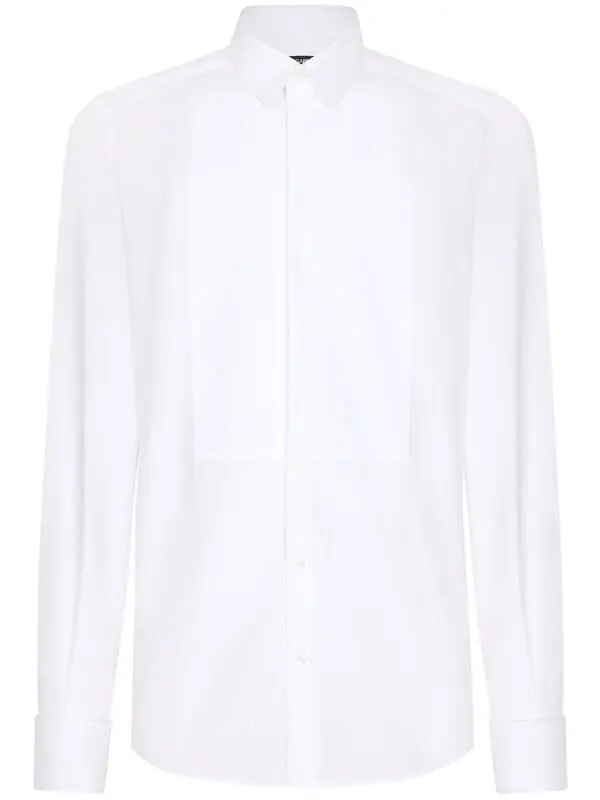Dolce & Gabbana Gold-fit Cotton Tuxedo Shirt - White