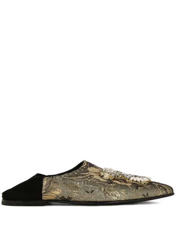 Dolce & Gabbana Embellished Jacquard Slippers