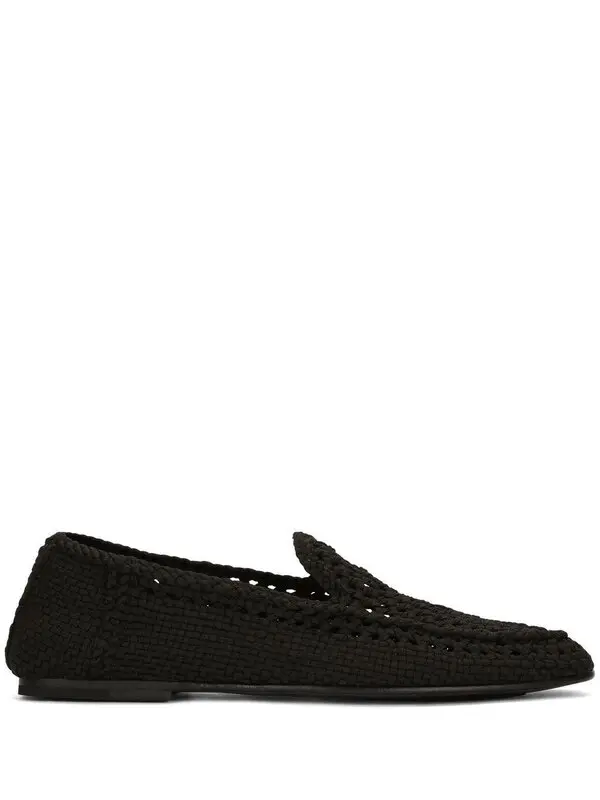 Dolce & Gabbana Woven Leather Slippers - Black