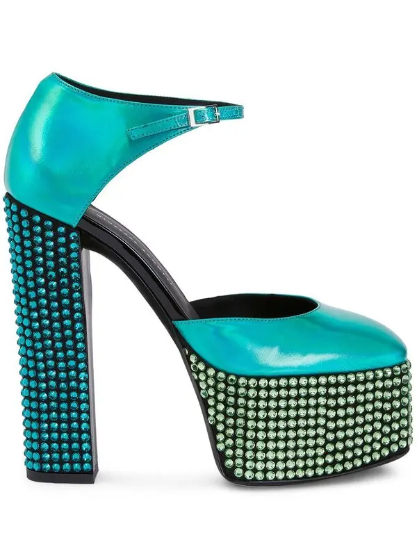GIUSEPPE ZANOTTI 150mm Bebe Strass Pumps - Green