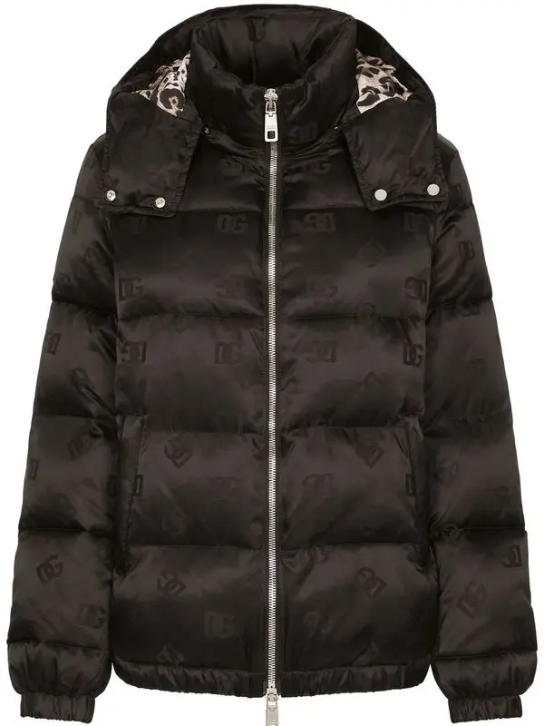 Dolce & Gabbana Dg-logo Jacquard Satin Puffer Jacket