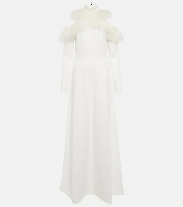 CHRISTOPHER KANE Bridal Feather-trimmed Crêpe Gown
