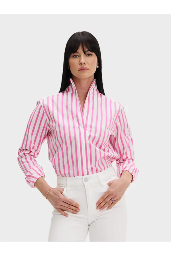 SARAH ALEXANDRA Signature Satin Stripe Shirt - Pink