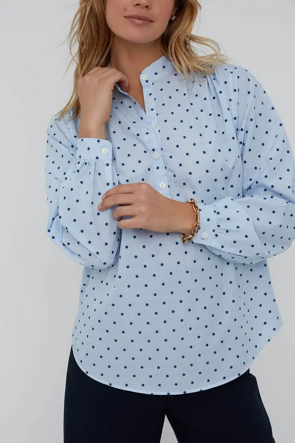 SARAH ALEXANDRA Swiss Dot Boho Shirt - Blue