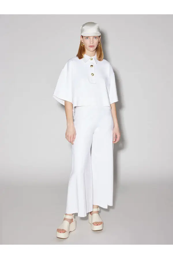Rosetta Getty Cropped Oversized Polo - White