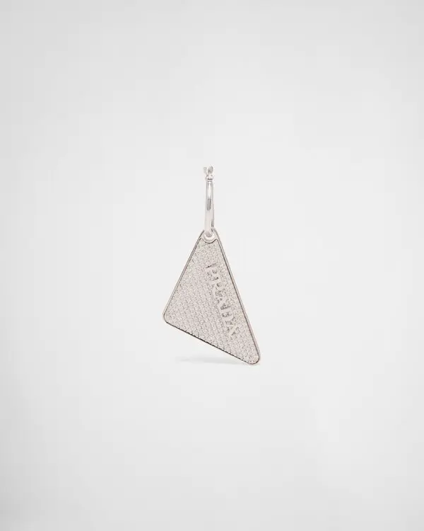 Prada Logo Right Earring - Crystal