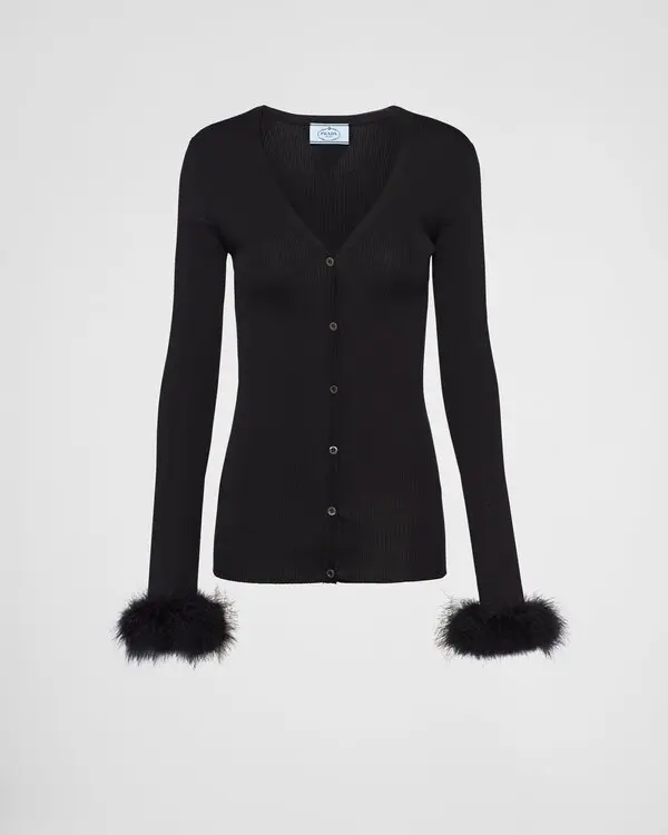 Prada Silk Cardigan - Black | Editorialist