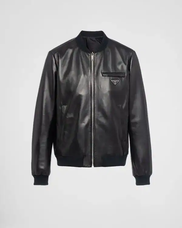 Prada Reversible Nappa Leather And Re-Nylon Bomber Jacket - Black  