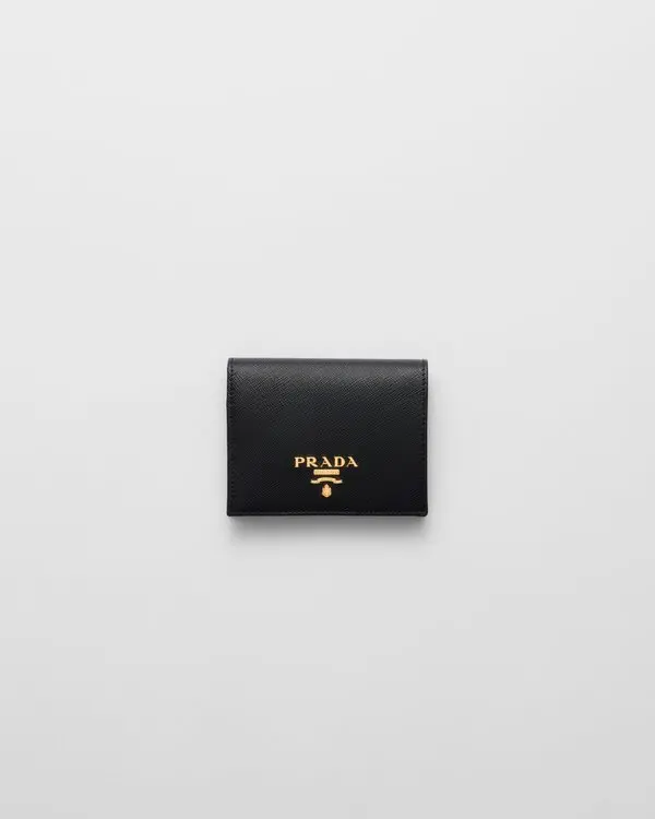 Prada Small Saffiano Leather Wallet - Black/hibiscus