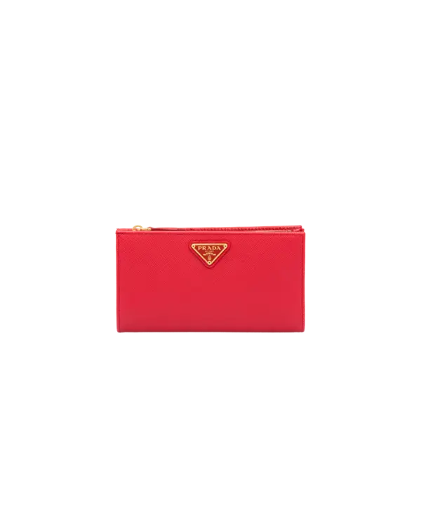 Prada Large Saffiano Leather Wallet - Fiery Red