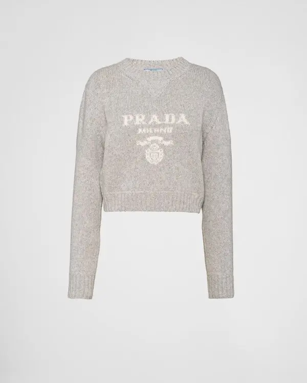 Prada Wool And Cashmere Crew-neck Sweater - Marble Gray