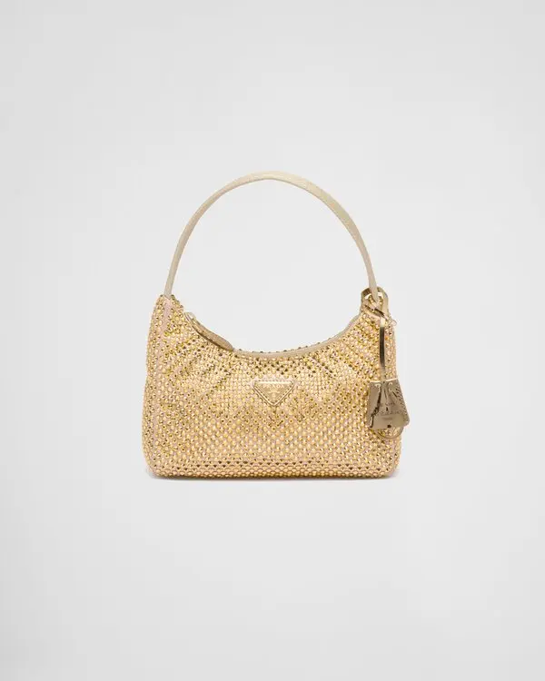 Prada Re-edition Mini Satin Bag With Crystals